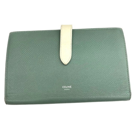 Celine | Accessories | Celine Celine Large Strap Wallet Green Leather ...